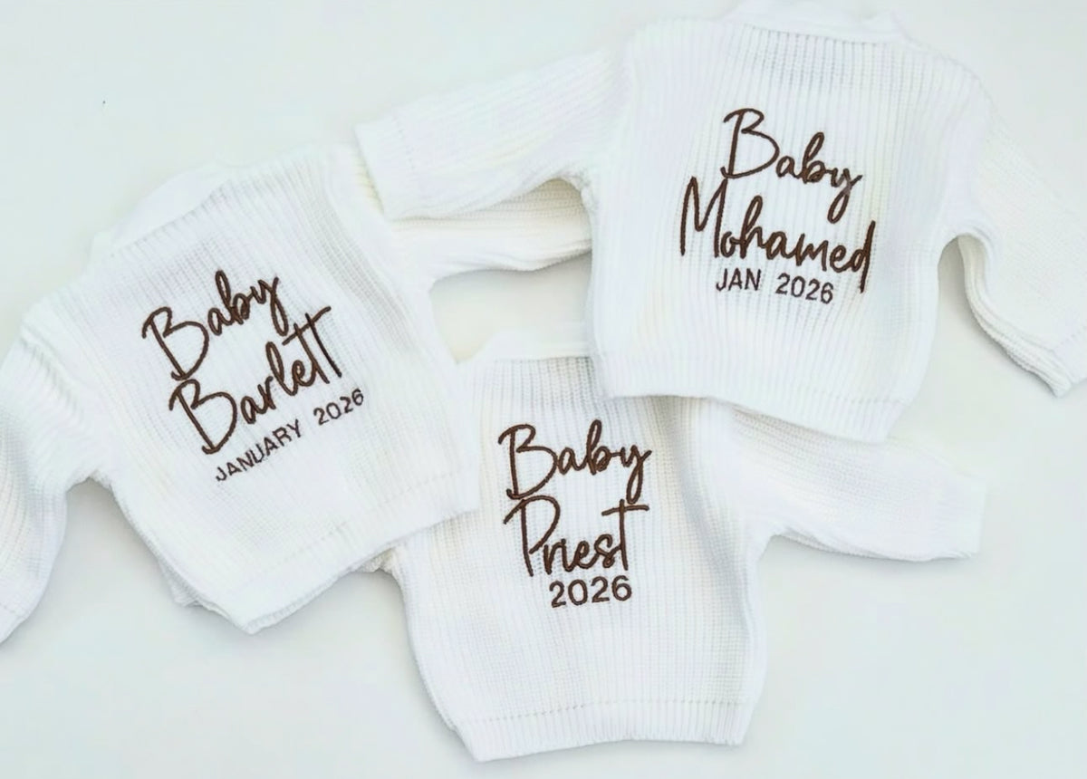 Embroidered Baby Name Cardigan – MBD Clothing Co
