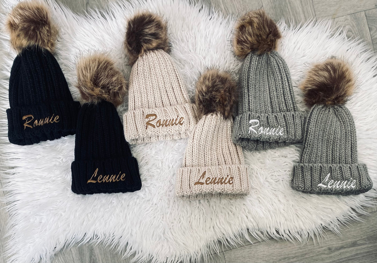 Embroidered Faux Fur Beanie – MBD Clothing Co